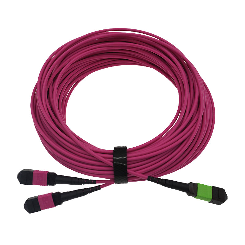 MPO-16/APC to 2xMPO-12/UPC OM4 MMF 16 Fibers Breakout Cable Type-B Pol ...