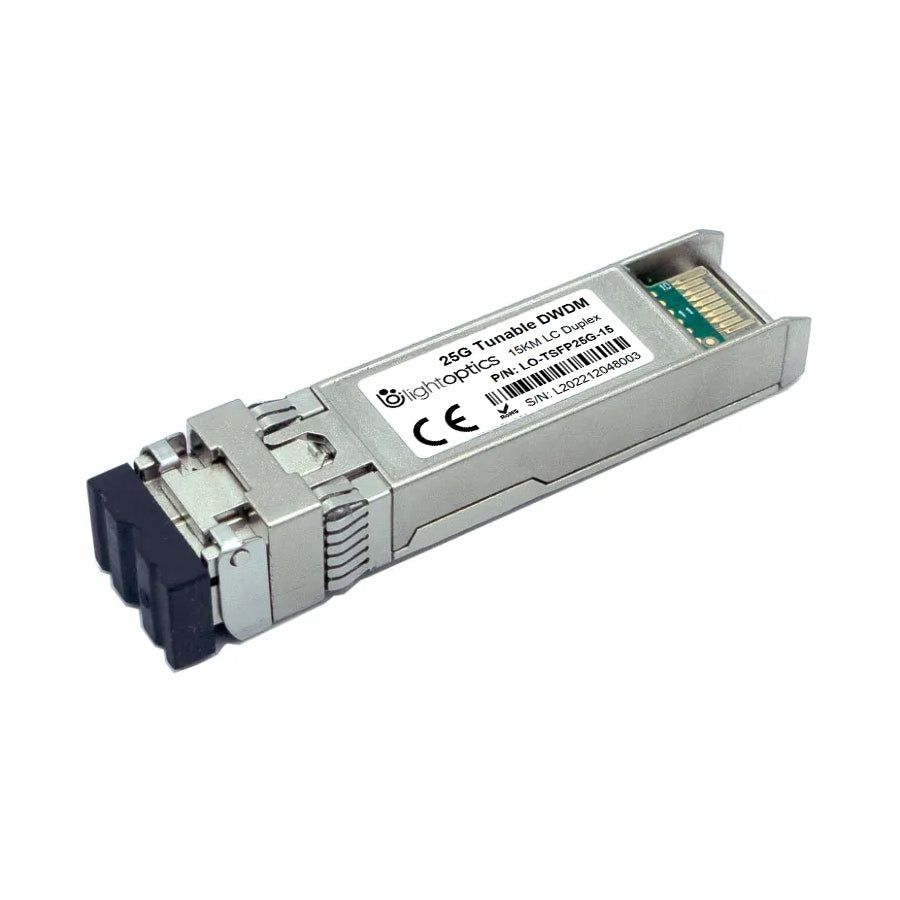 25G Tunable DWDM SFP28 C-band 48 channels 15km Optical Transceiver Mod – LightOptics®