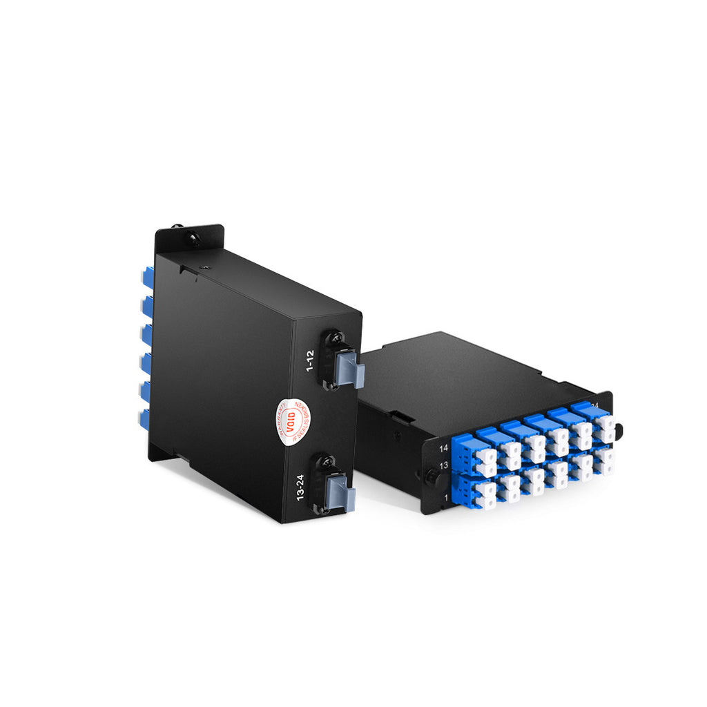 2x MPO-12 Singlemode OS2 MPO Cassette 24 Fibers 12x LC Duplex Type A ...