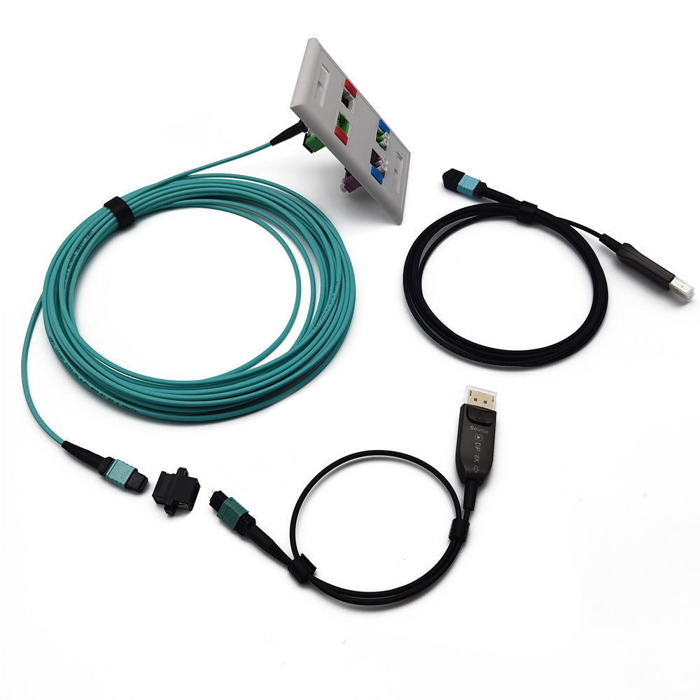 8K DisplayPort 1.4 100% Pure Fiber Optical Fiber Cable w/ Detachable M ...