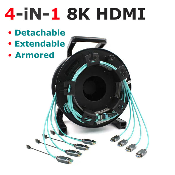 Armored 8K HDMI2.1 MPO Pure Fiber Optic Cable w/Roxtone drum – LightOptics®