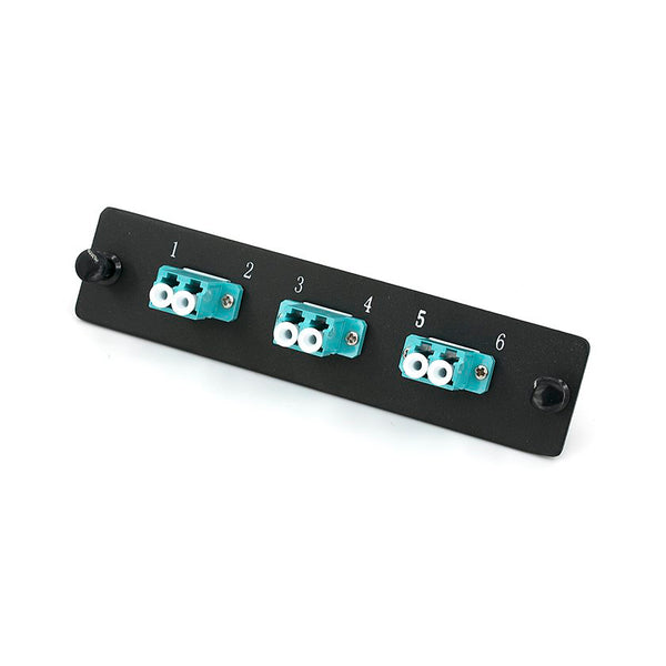 6 Port Fiber Adapter Panel w/Multimode OM3/OM4 3 Duplex LC Adapters ...